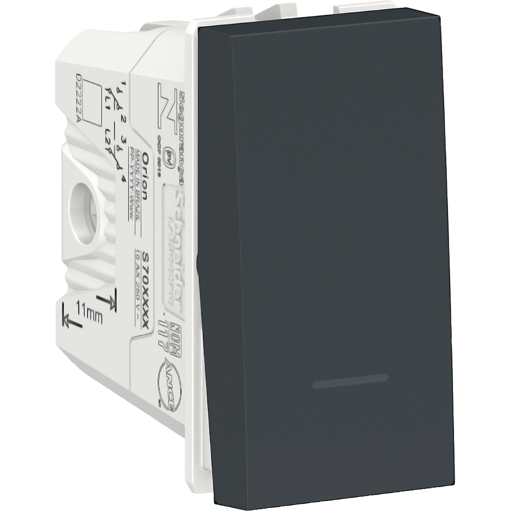 Módulo Interruptor Bipolar Paralelo 10A 250V 1M Gr Schneider - Dimensional