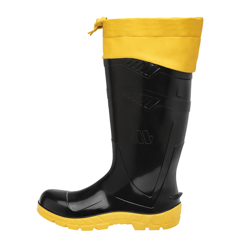 Bota Profissional PVC Preta Cano Longo Com Forro Sem Bico Sol AmareloC ...