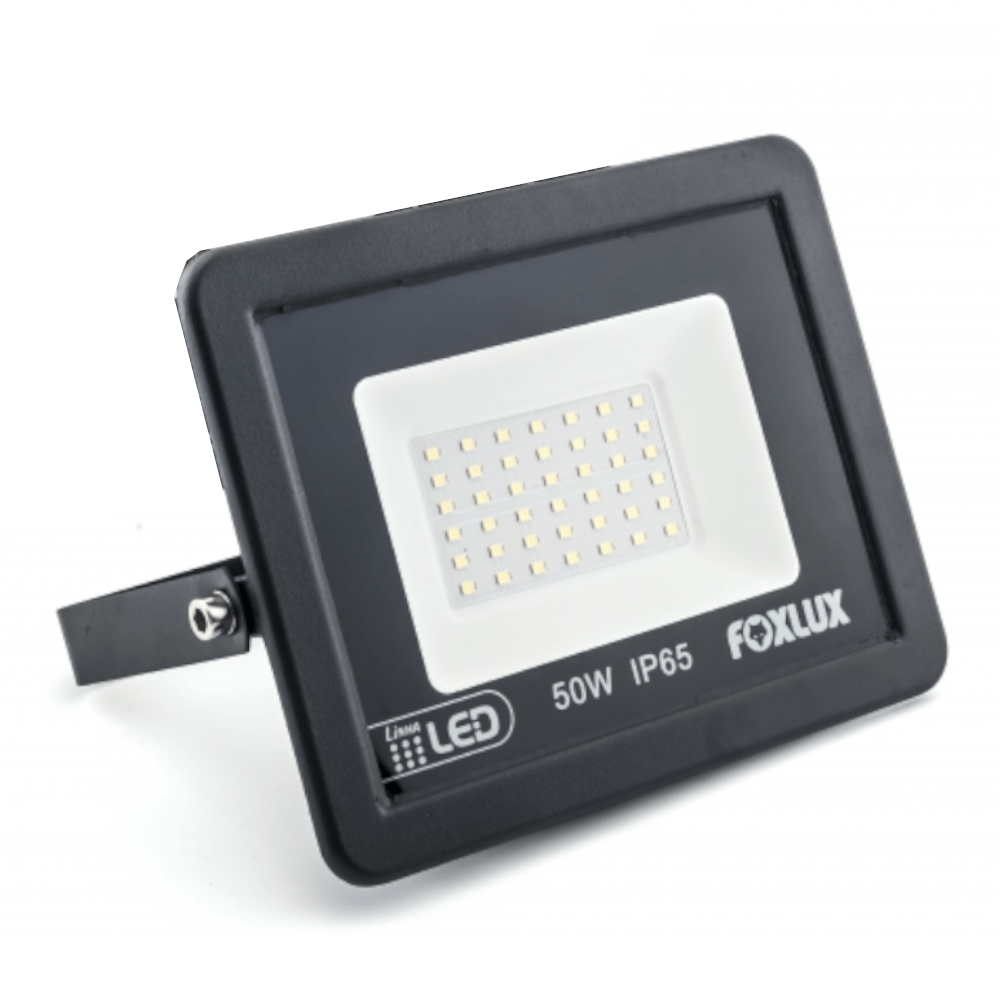 Refletor de LED Alumínio Preto Retangular 50W Lente Plana 6500K Bivolt ...