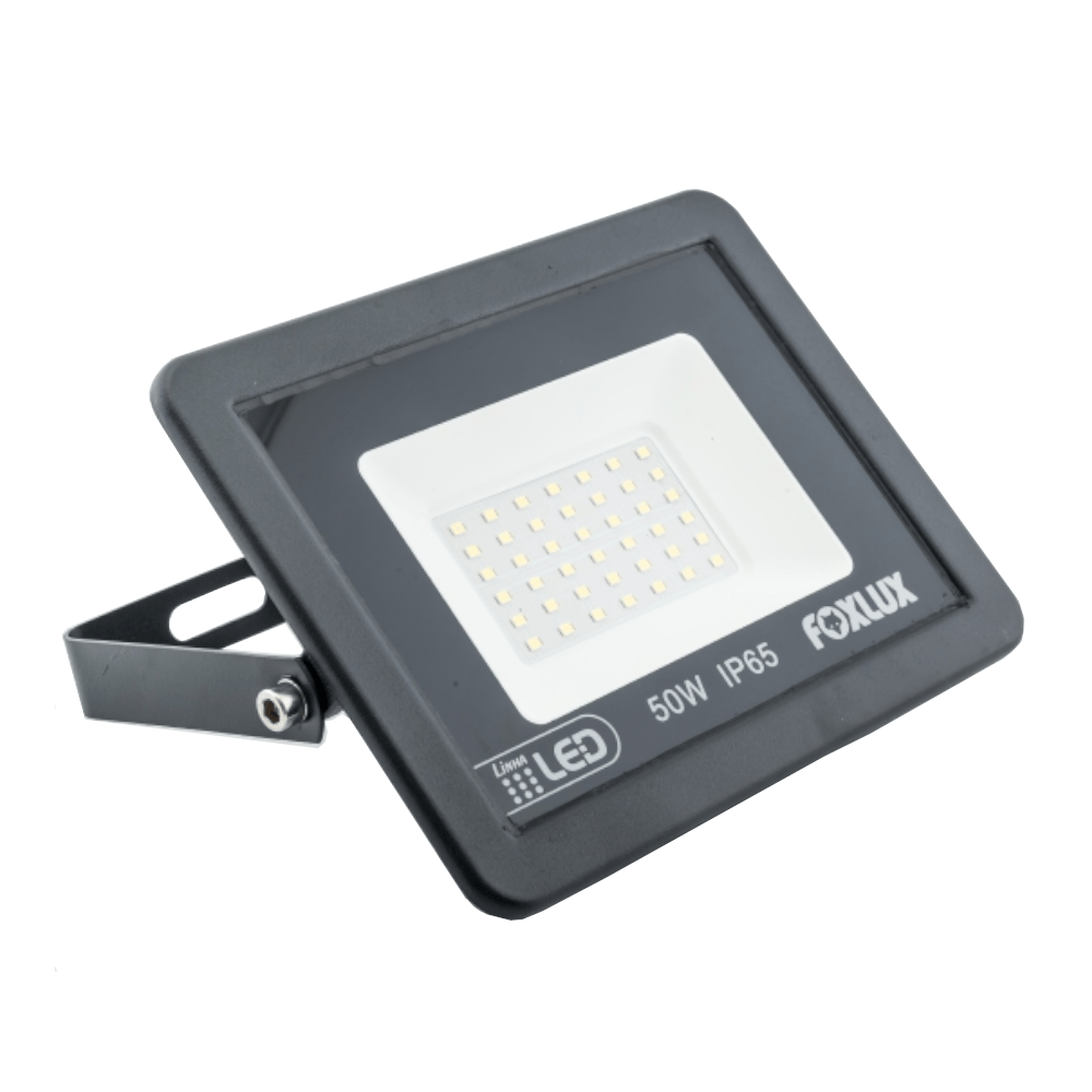 Refletor de LED Alumínio Preto Retangular 50W Lente Plana 6500K Bivolt ...