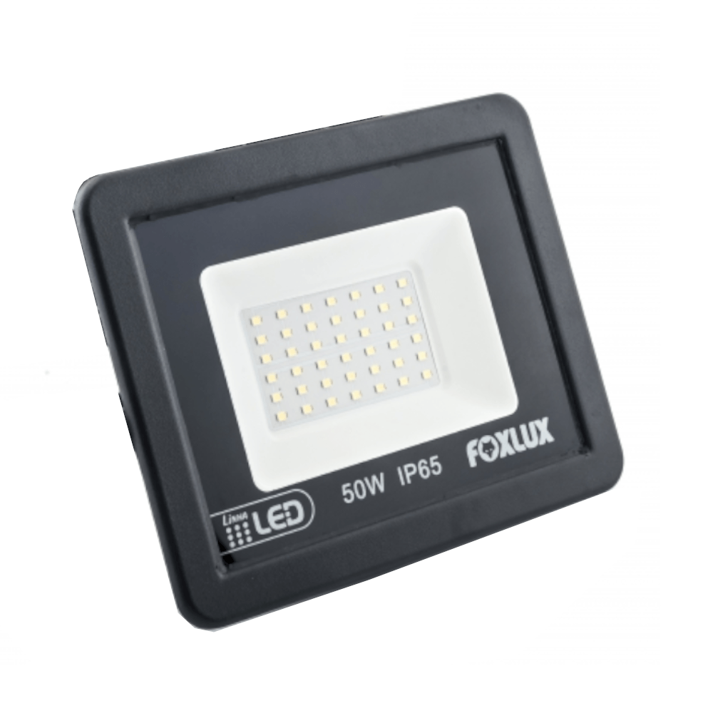 Refletor de LED Alumínio Preto Retangular 50W Lente Plana 6500K Bivolt ...