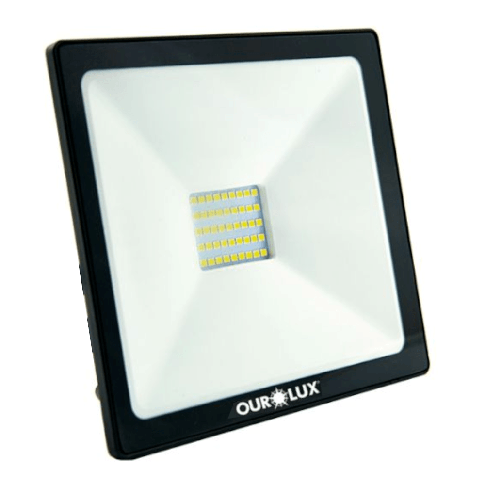 Projetor Led Al Pt Ip65 50W Biv 6500K Superled 3265 - Ourolux - Dimensional