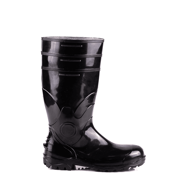 Bota Profissional PVC Preta Cano Longo Com Forro Biqueira Aço ...