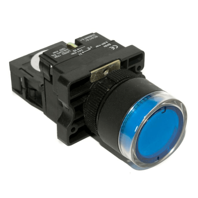 Botão Iluminado Redondo Plástico Azul 22Mm 24V Integrado Schneider ...