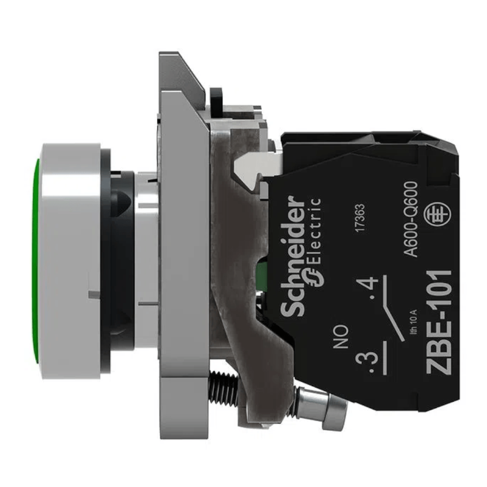 Botão Redondo Metálico Verde 22Mm Impulso XB4BA31 Schneider - Dimensional