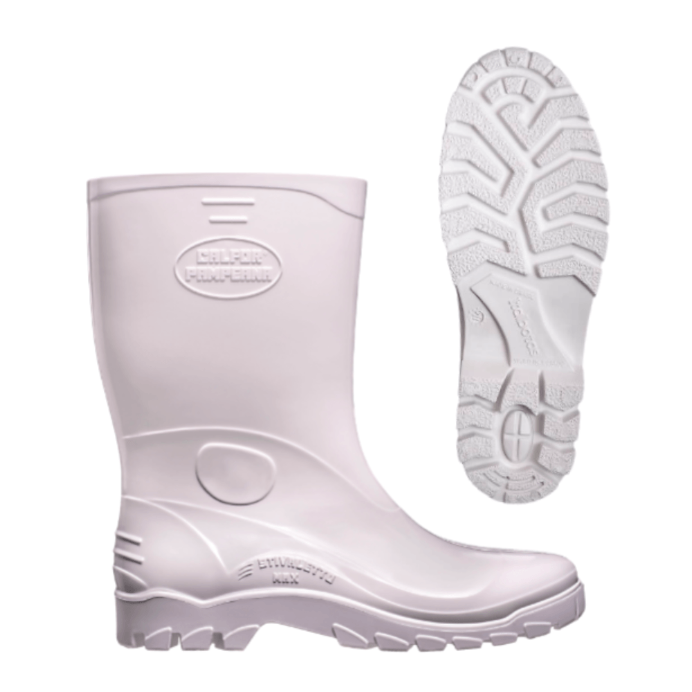 Bota Profissional PVC Branca Cano Médio com Forro sem Biqueira ...