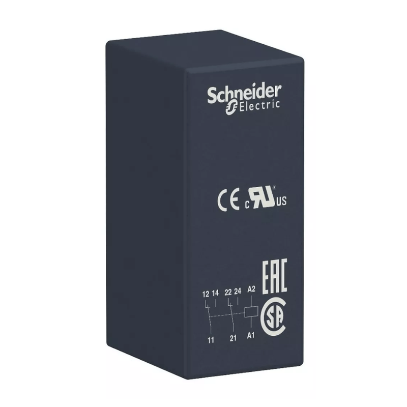 Rele Interface 24Vcc 8A 2 Na+2 Nf RSB2A080BD Schneider - Dimensional