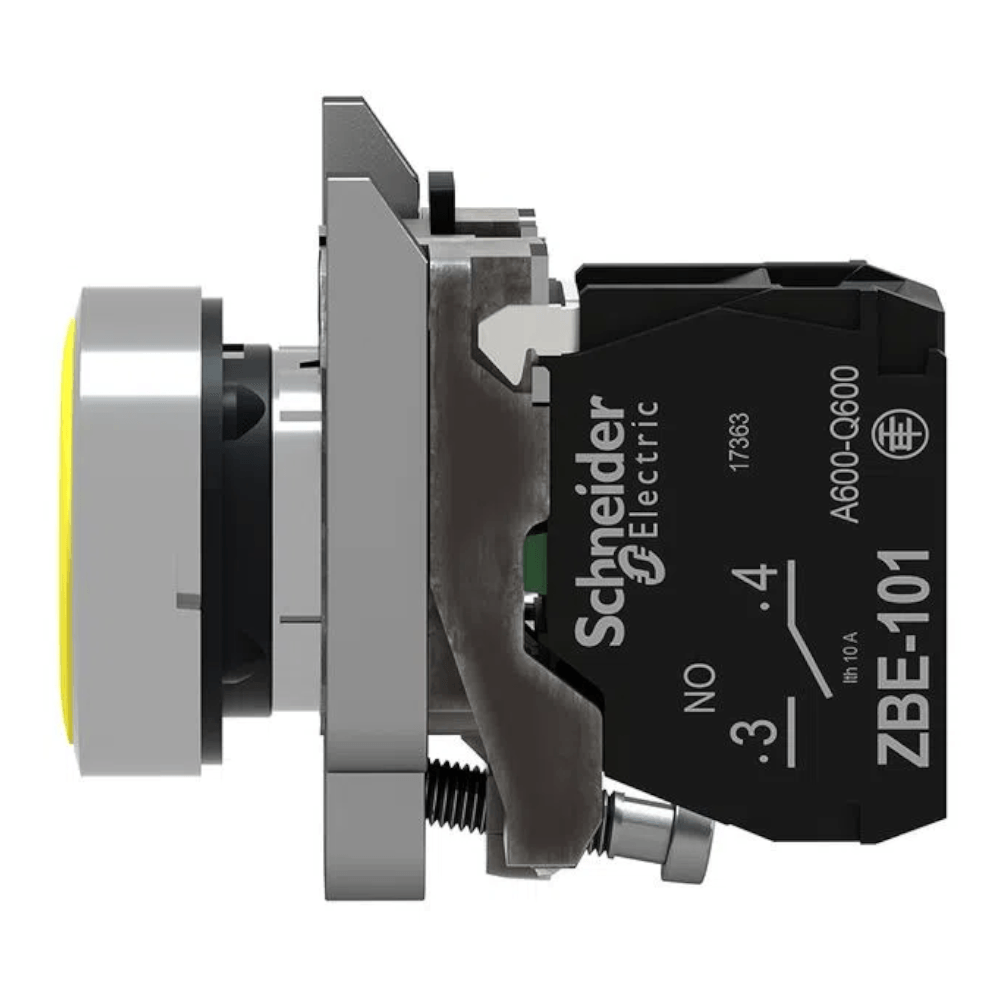 Botão Redondo Metálico Amarelo 22Mm Impulso XB4BA51 Schneider - Dimensional