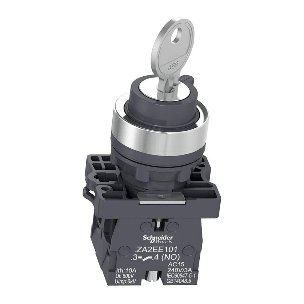 Comutador Com Chave 2 Posições Preto 22mm 45 Graus Schneider - Dimensional