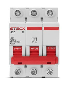 Disjuntor Mini Tripolar 16A Curva C 6KA SDZD63C16 Steck - Dimensional