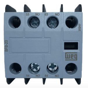 Bloco Contato Auxiliar Frontal 2Na Contator Cwb Azul BFB20 WEG - Dimensional