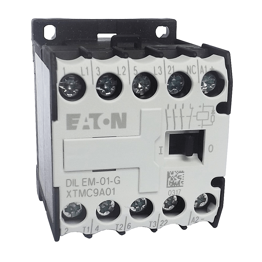 Contator Tripolar 9A 24VCC 1NF Mini DILEM01G Eaton - Dimensional