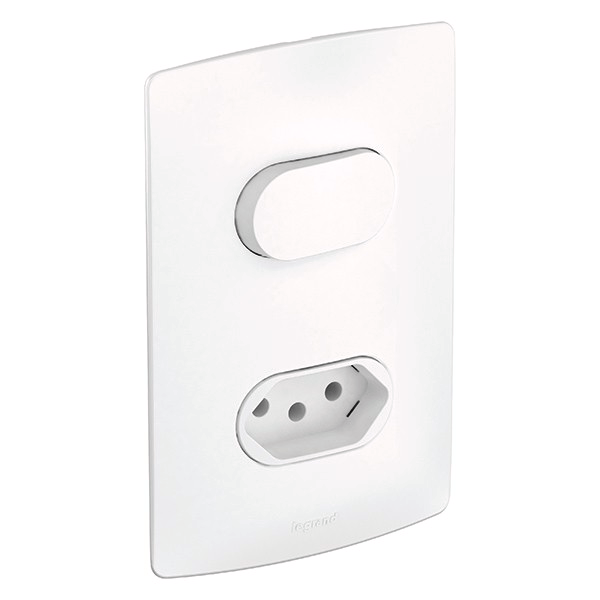 Conjunto Interruptor Embut 1 Tec Simp 2P Tomada 2P+T 10A 4X2 Branco ...