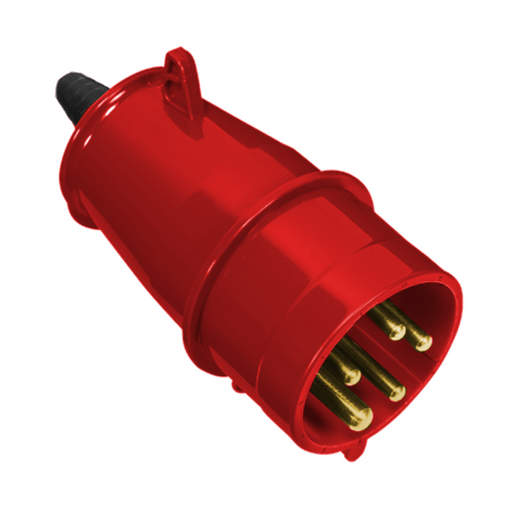 Plugue Industrial Macho 3 Polos + Neutro + Terra 32A 380-440V Vermelho ...