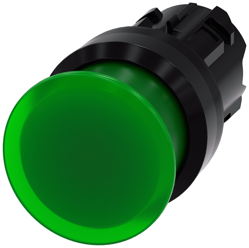 Frontal Botão Iluminado Redondo Verde 22mm Pulso/Soco 3SU10011AD400AA0 ...