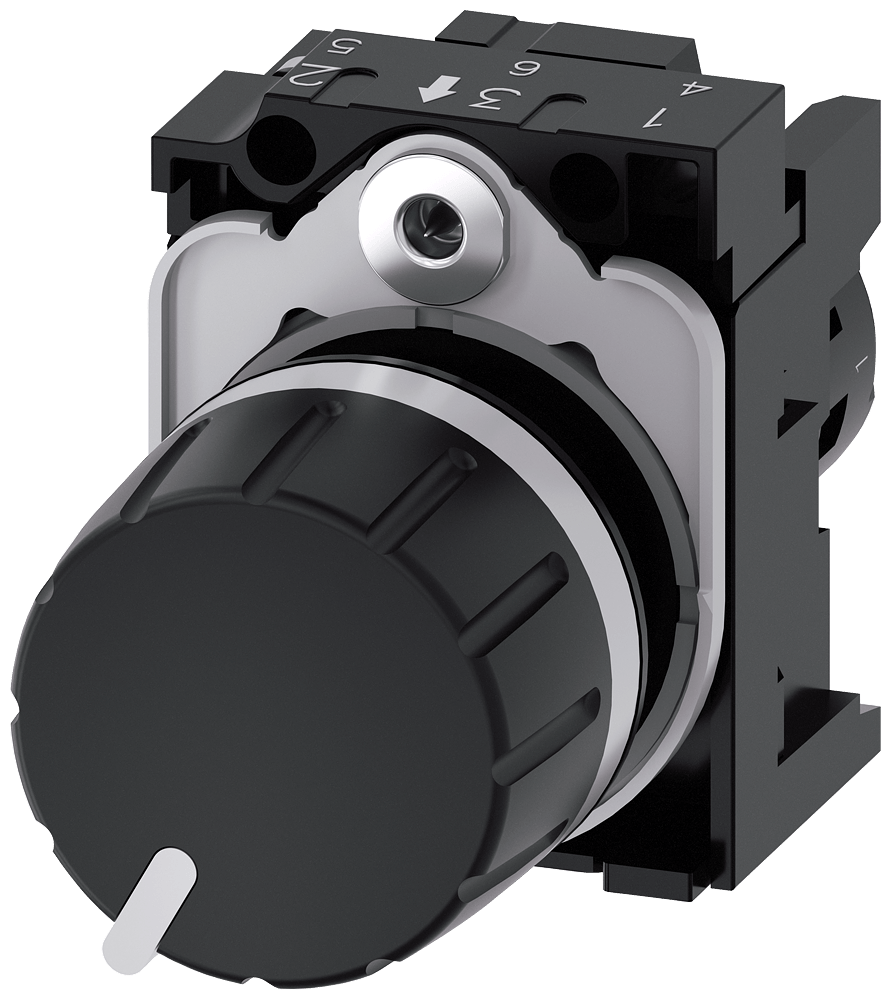 Potenciometro Rotativo 5K 22mm 3SU12002PR101AA0 Siemens - Dimensional