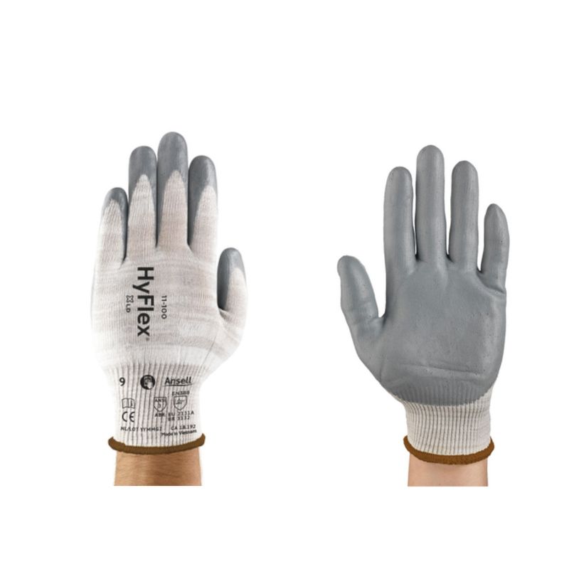 Luva Antiestética Poliéster Cinza Nitrílica Tamanho 8 HyFlex Static ...