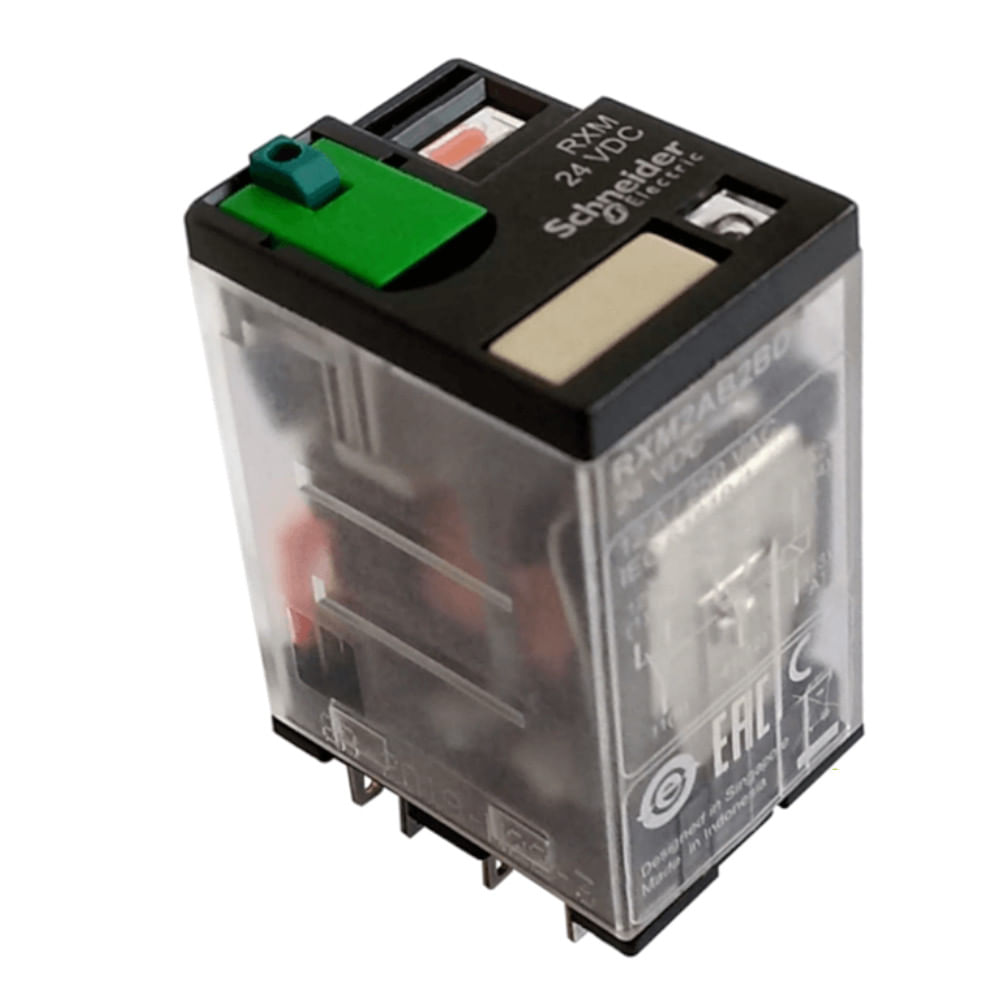 Relé de Interface 12A Led 24V RXM2AB2BD Schneider - Dimensional