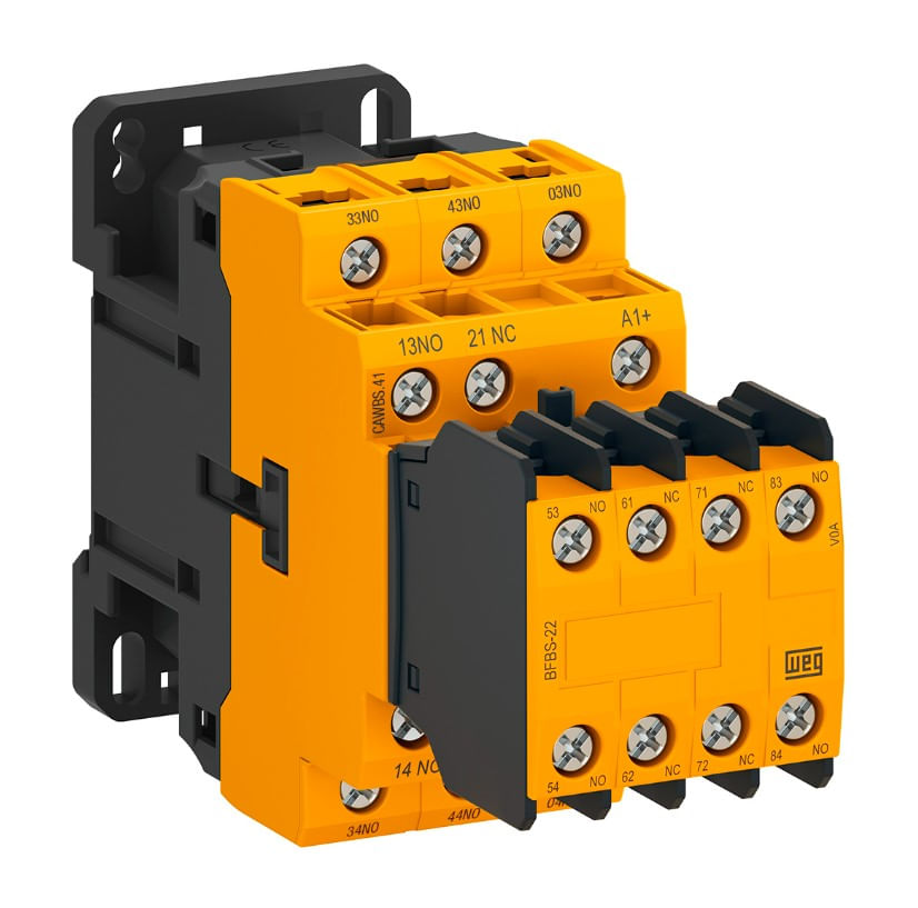 Contator Auxiliar 220V 50/60HZ 8NA+1NF 10A CAWBS8100D23 WEG - Dimensional