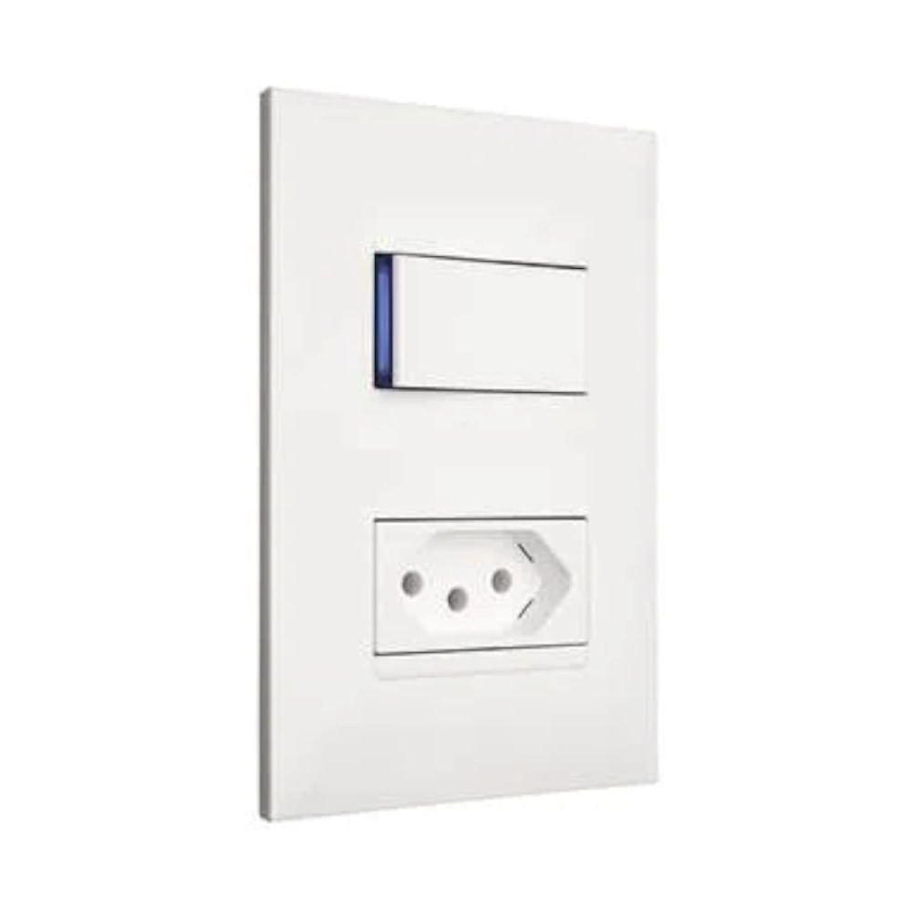 Interruptor E Tomada 1 Tecla Simples Tomada Bipolar + Terra 10A Com ...