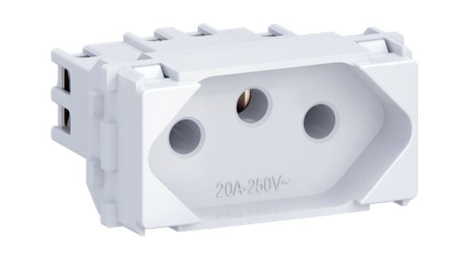 Modulo Tomada 1 Mod Br 2P+T 20A 250V P/Condulete T2PT20A250VBR Wetzel - Dimensional