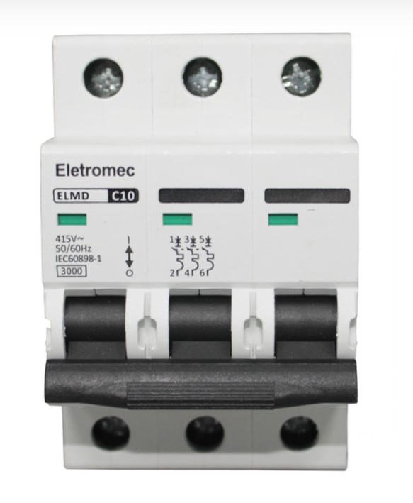 Disjuntor Mini Tripolar 10A 415V Curva C 3Ka ELMD3C10 Bussmann - Dimensional