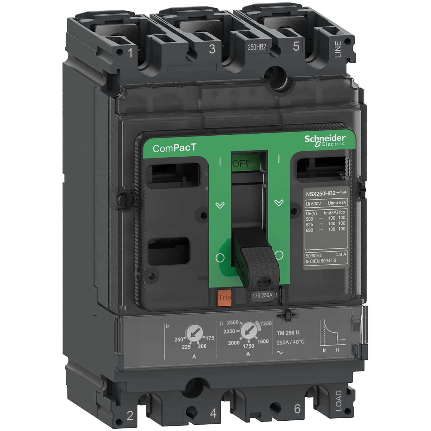 Disjuntor Cx Mold 3P Tm 690V 80A 25Ka C10B3TM080 Schneider - Dimensional