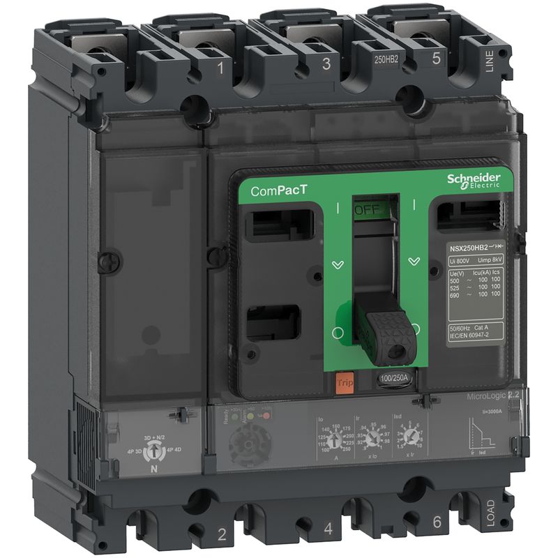 Disjuntor Cx Mold Eletr 690V 160A 85Ka C16F42D160 Schneider - Dimensional