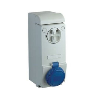 Tomada Embutir Fêmea 2 Polos Terra 16A 220-250V Azul 6H IP65 Com Tampa ...