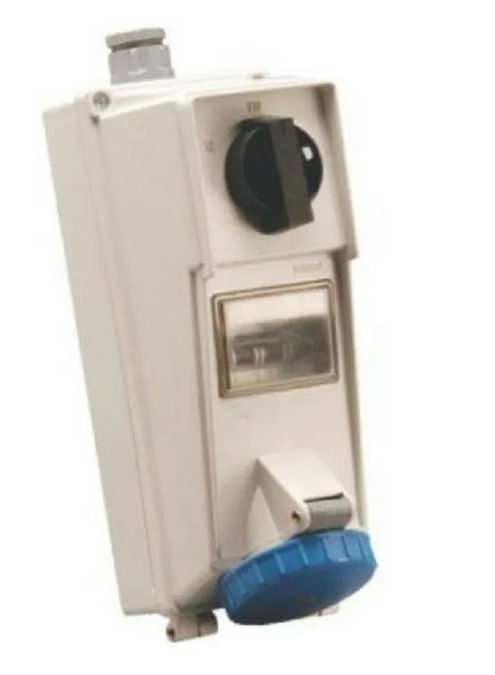 Tomada Sobrepor Fêmea 3 Polos + Terra 63A 220-250V Azul 9H Com Bloqueio ...