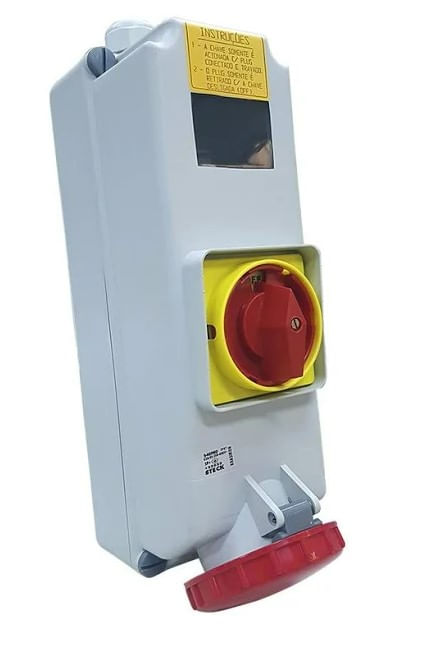 Tomada Sobrepor Fêmea 3 Polos + Terra 16A 380/440V Vermelho 6H Com ...