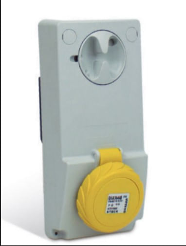 Tomada Embutir Fêmea 3 Polos + Terra 63A 100/130V Amarelo 4H Bloqueio ...