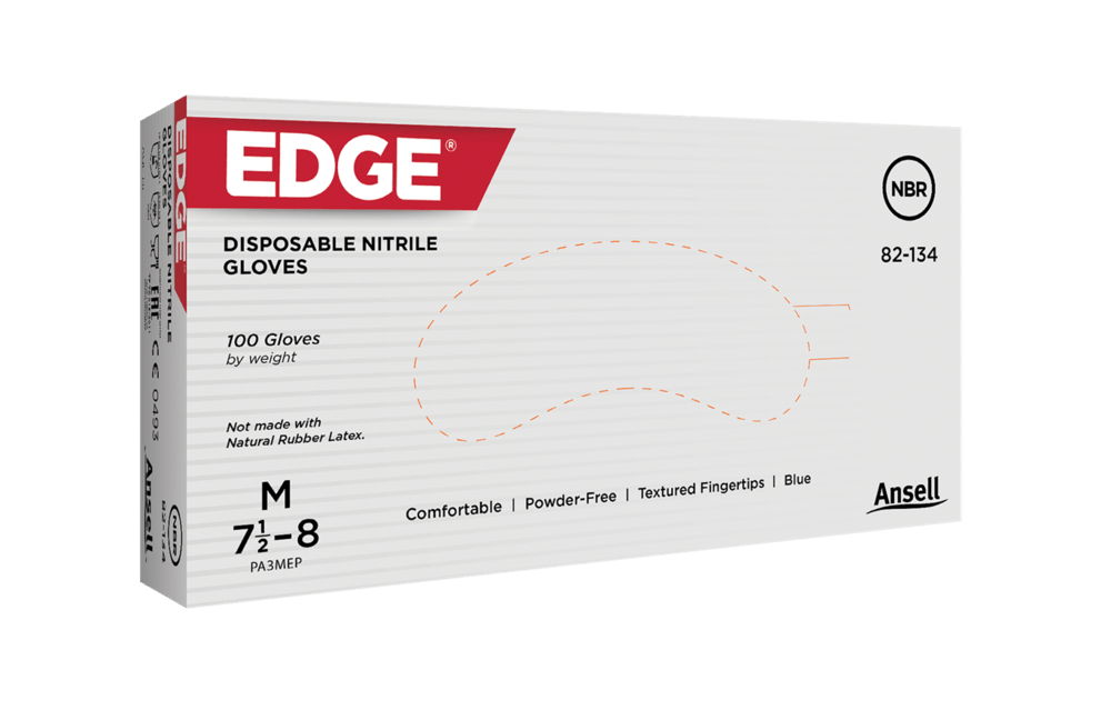 Luva Proteção Química Nitrílica Azul Pacote com 100 Unidades Edge 82134 ...