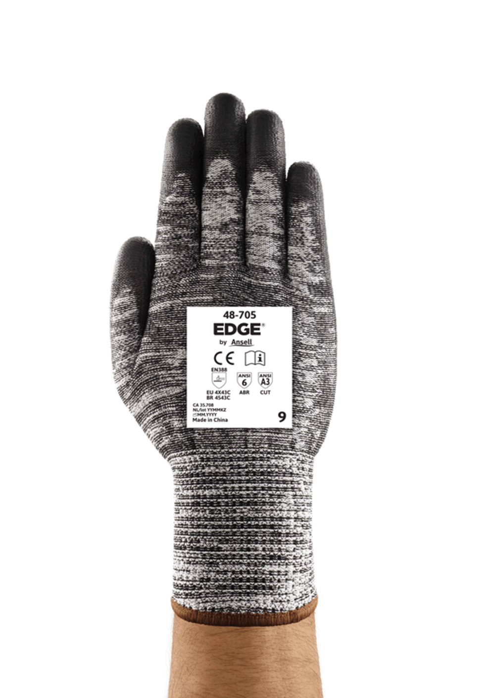 Luva Proteção Mecanica Fibra Cinza/Preta Poliuretano 48705 Tamanho 10 ...