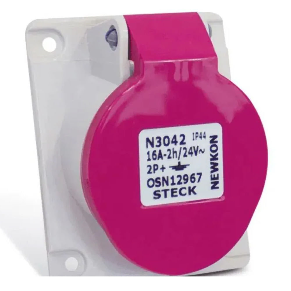 Tomada Embutir 2 Polos + Terra 16A 24V Lilás IP44 SN3042 | Dimensional ...