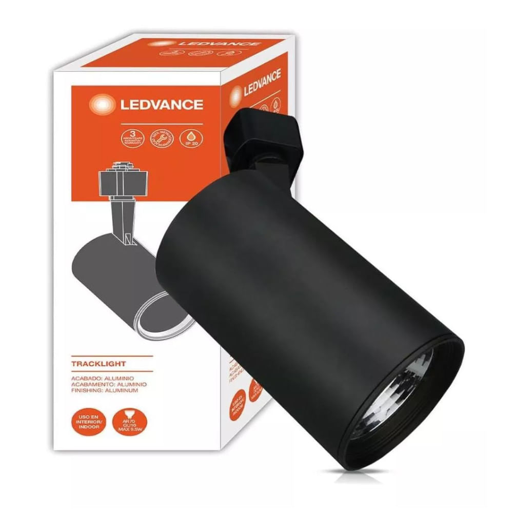 Luminária Led Spot Redondo Trilho Preto Bivolt 9,5W 7014940 Ledvance ...