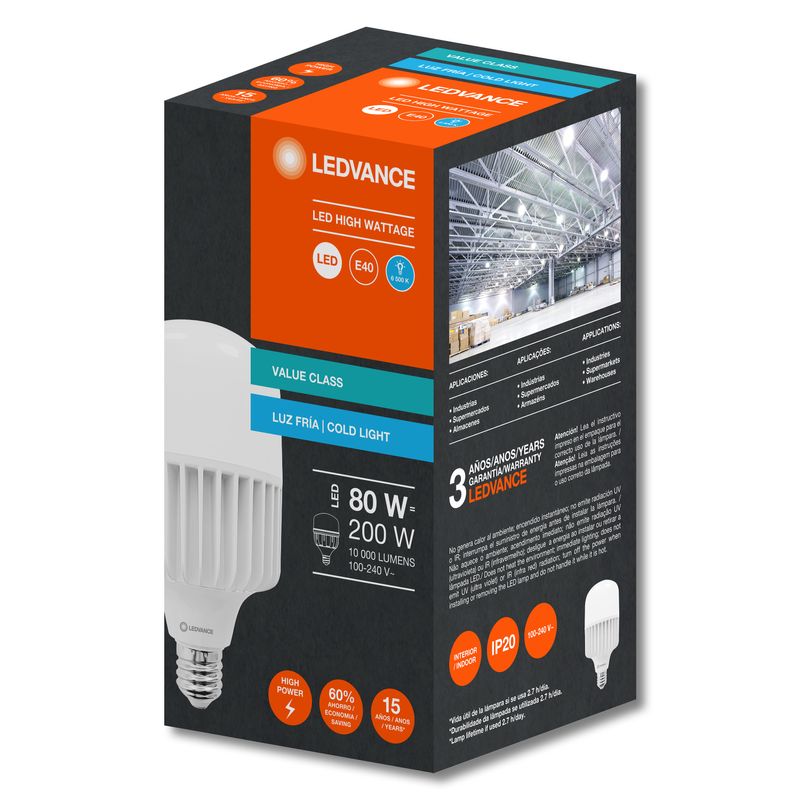Lâmpada LED Hw Value 80W 6500K 10000Lm Bivolt E40 G4 7019709 Ledvance ...