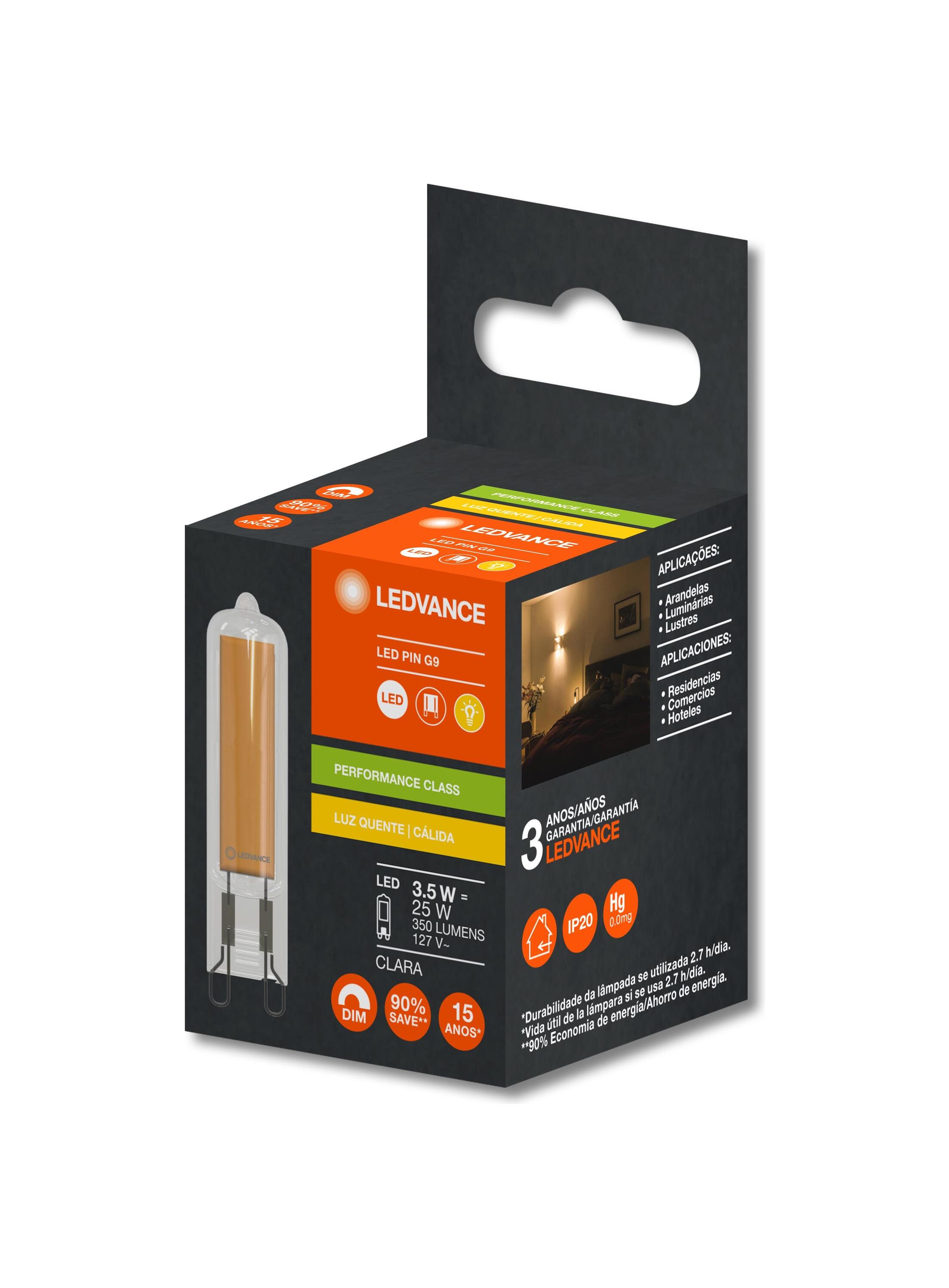 Lâmpada LED Halopin G9 Clara 2500K Bivolt 3,5W 350Lm 127V 7020222 ...