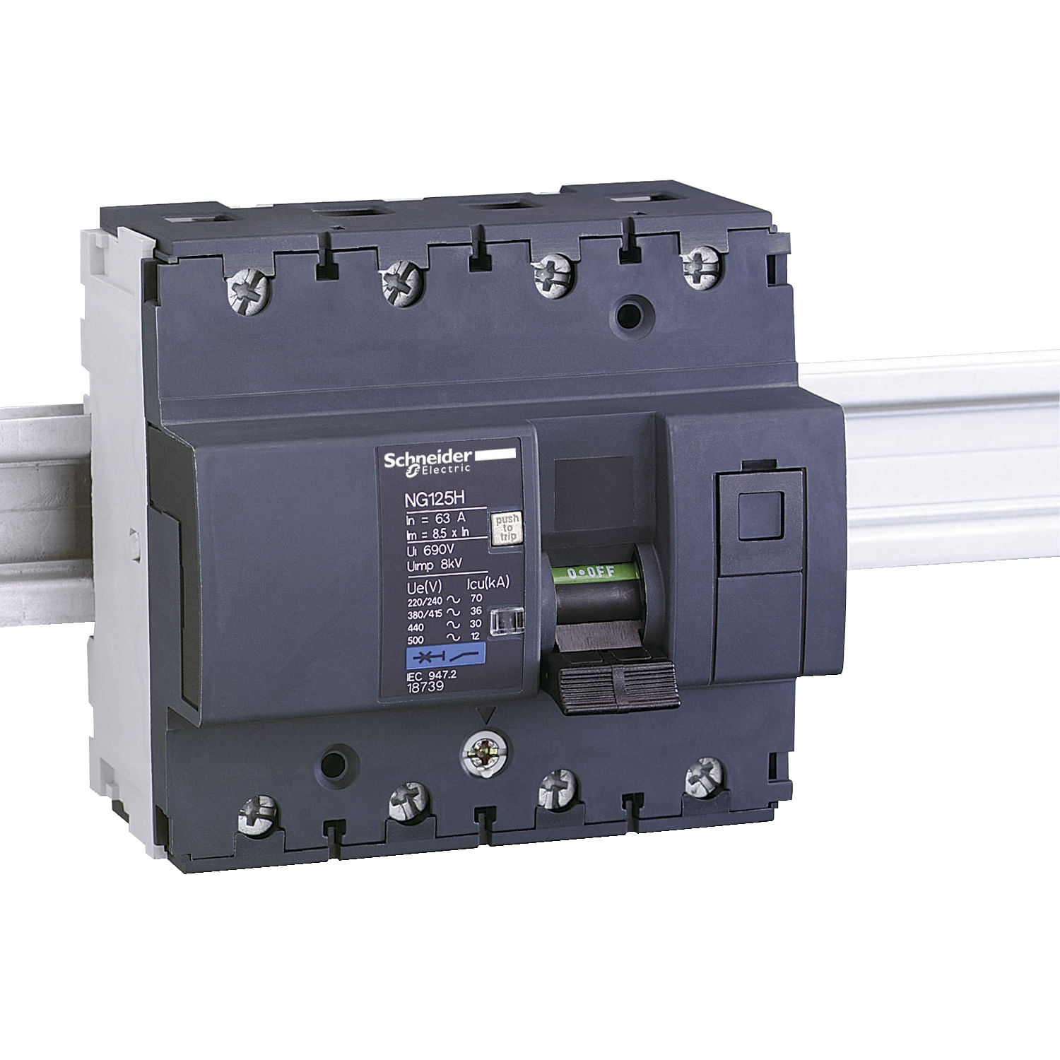 Disjuntor Mini 4P 50A 500V Curv C Ng125H 18738 Schneider - Dimensional