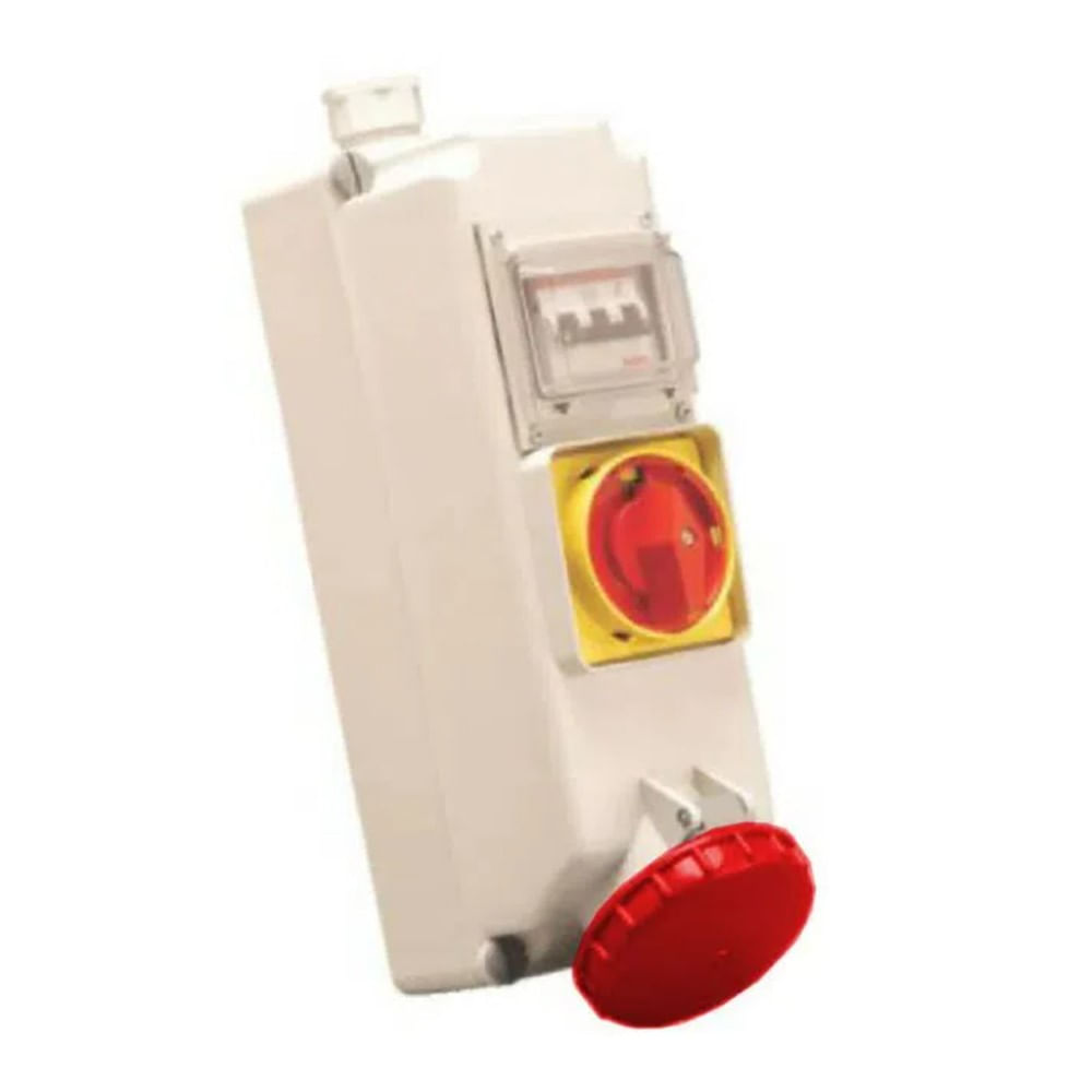 Tomada Sobrepor Fêmea 3 Polos + Terra 63A 440V Vermelho Com Bloqueio ...